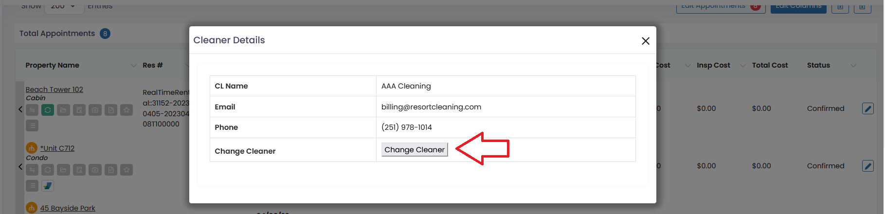 Change Cleaner for an Appointment (for Property Managers) – Resort Cleaning