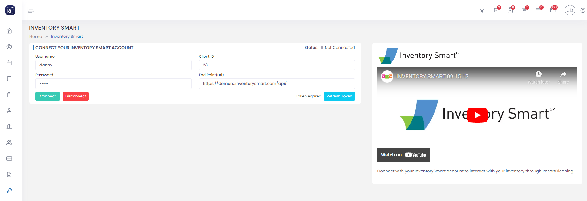 Enabling the Inventory Smart Integration – Resort Cleaning