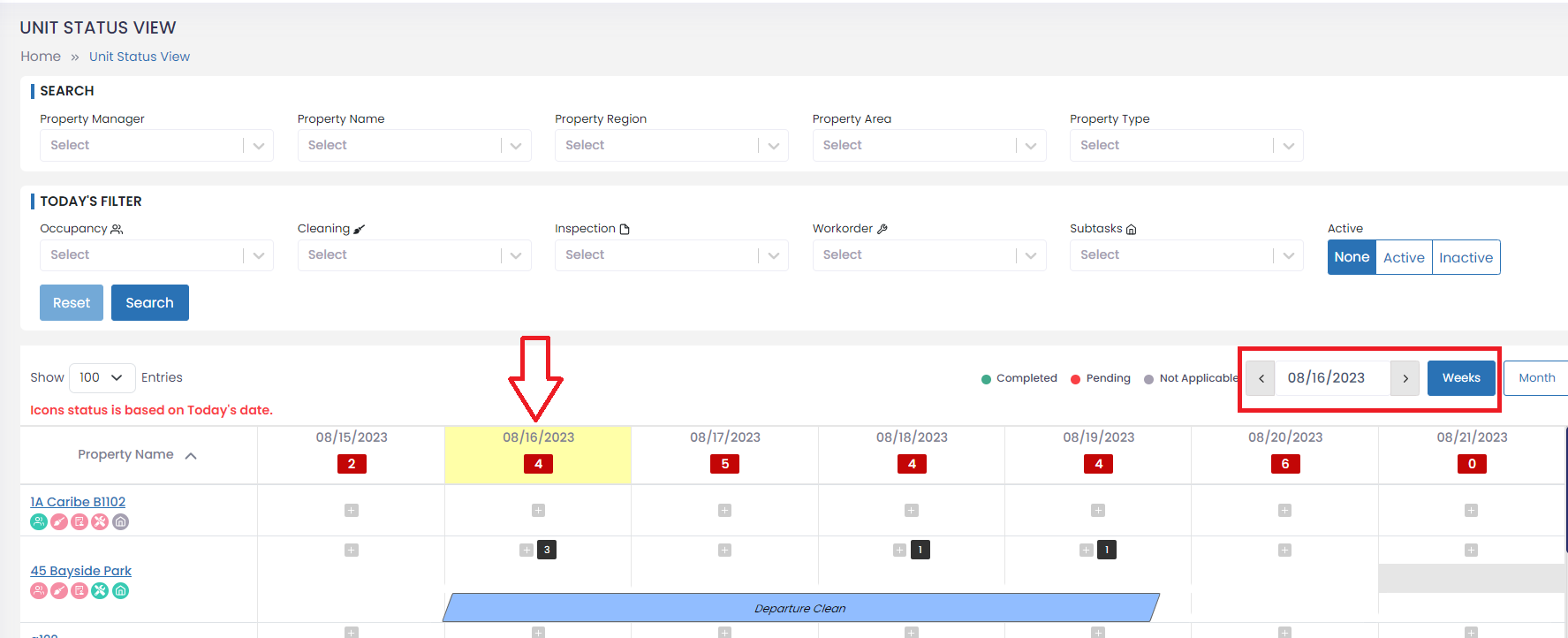 Unit Status View- Overview for Property Managers – Resort Cleaning