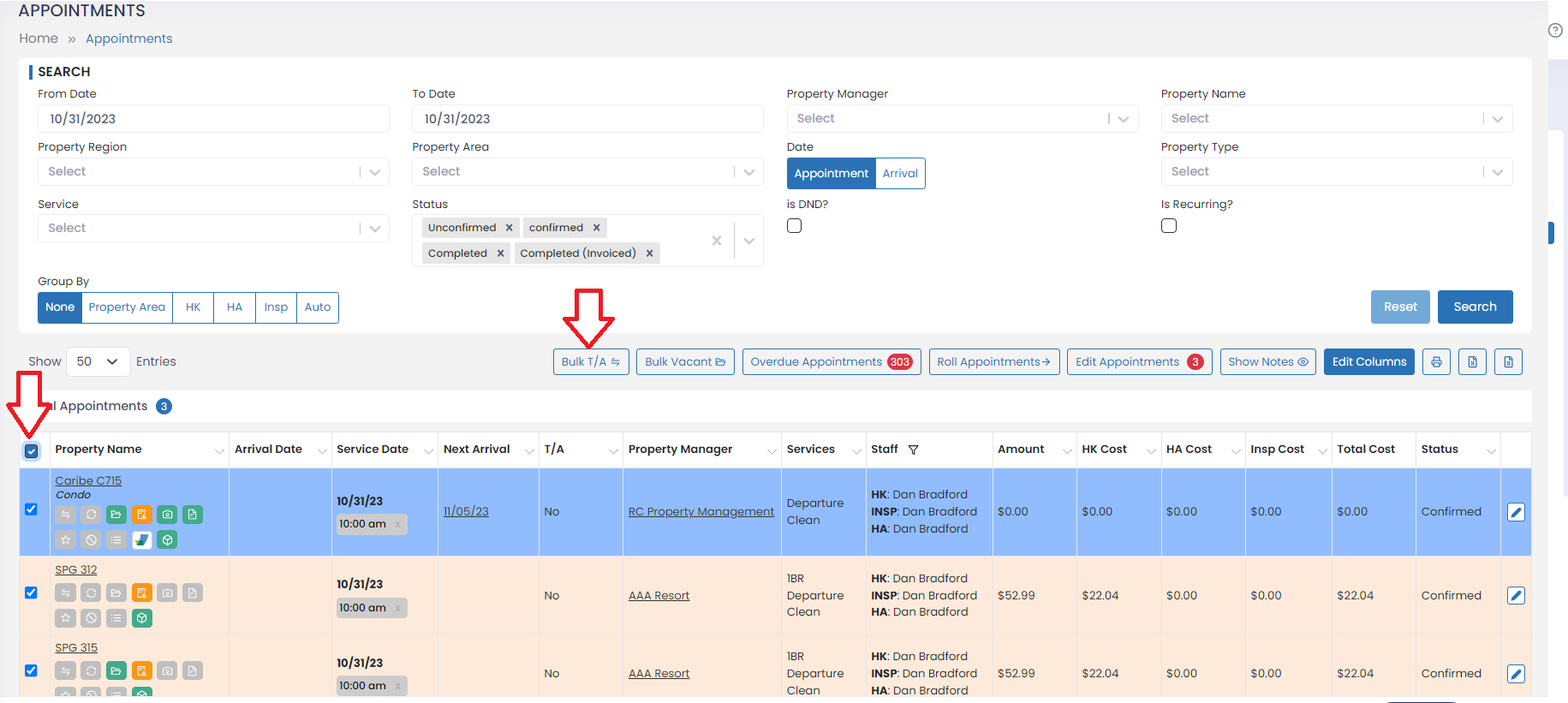 Mark Appointments as Manual TA (Turnaround) in Bulk – Resort Cleaning