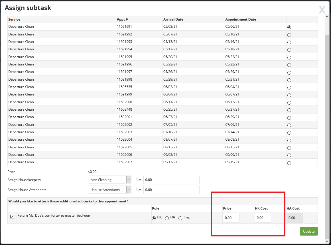 Configuring and Using Subtasks – Resort Cleaning